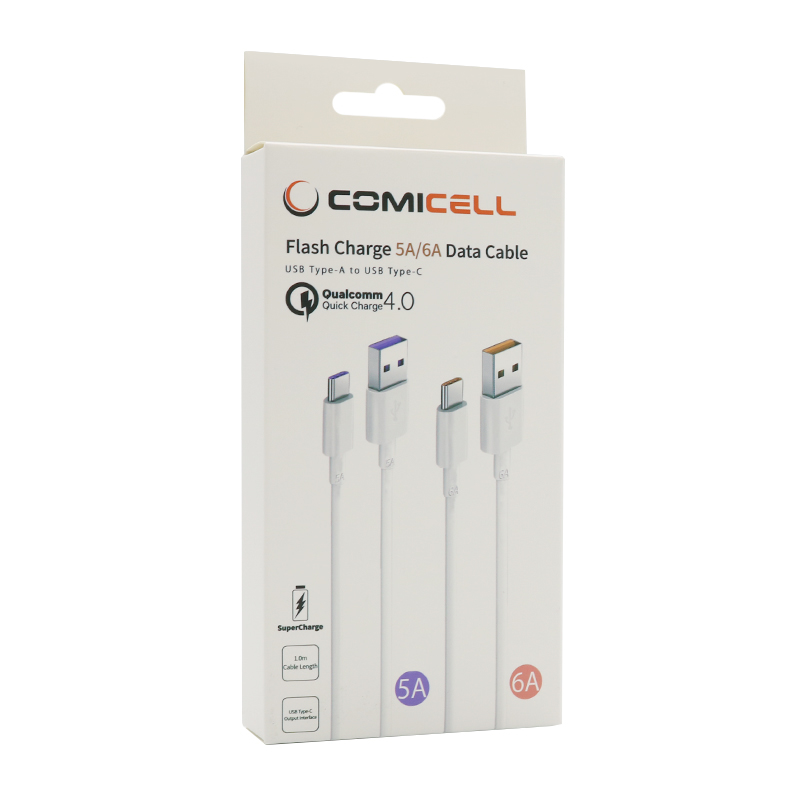 USB data kabal COMICELL Type C SuperCharge 5A 1m beli - Mob-Shop