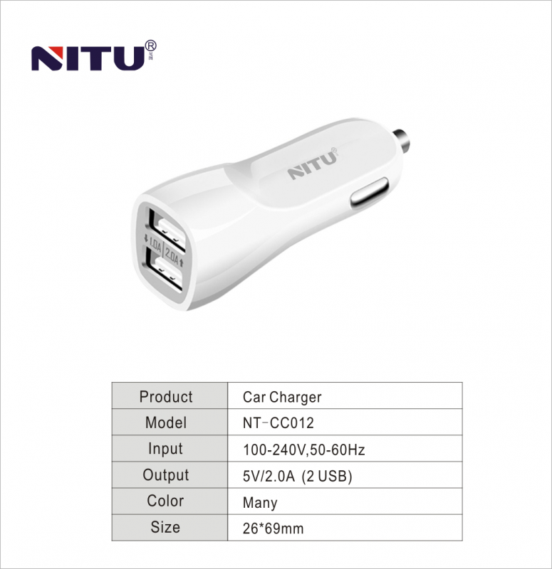 Auto punjac Nitu NT-CC12 USB 5V 2A sa iPhone lightning kablom beli - Mob-Shop