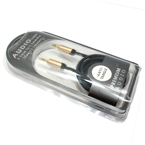 Audio AUX Premium kabal 1.5m crno-zlatni mreza - Mob-Shop