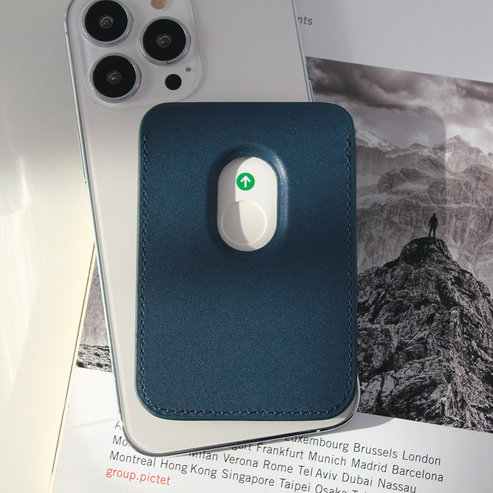 Maska(futrola) Leather Magsafe Pocket za iPhone 13 plava - Mob-Shop