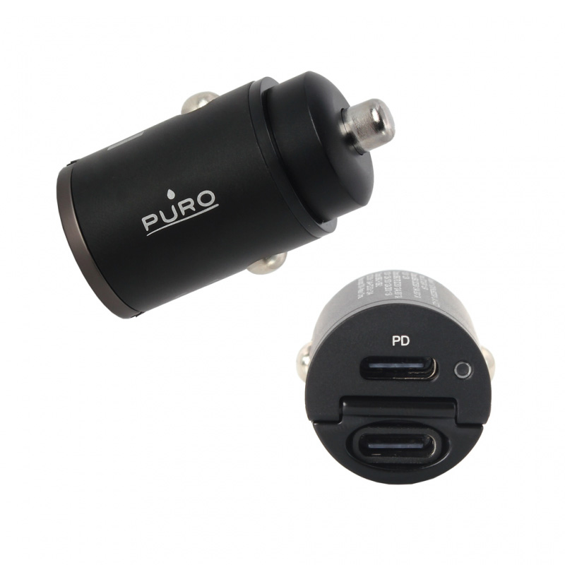 Auto Punjac Puro Mini Fast Charger 1USB-C+1USB-C 30W - Mob-Shop