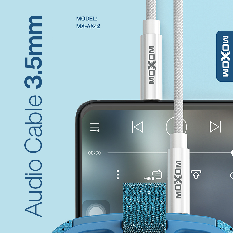 Audio AUX kabal Moxom MX-AX42 beli - Mob-Shop