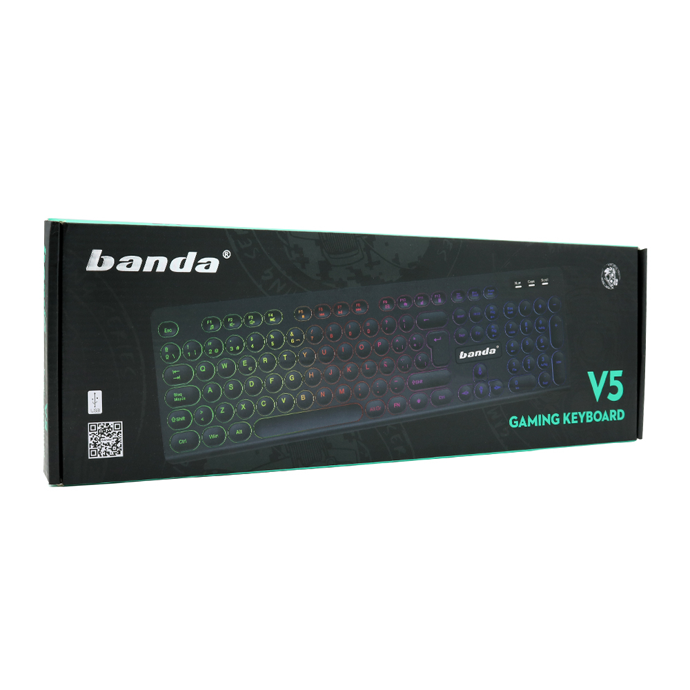 Tastatura gejmerska zicna crna V5 Slim BANDA - Mob-Shop