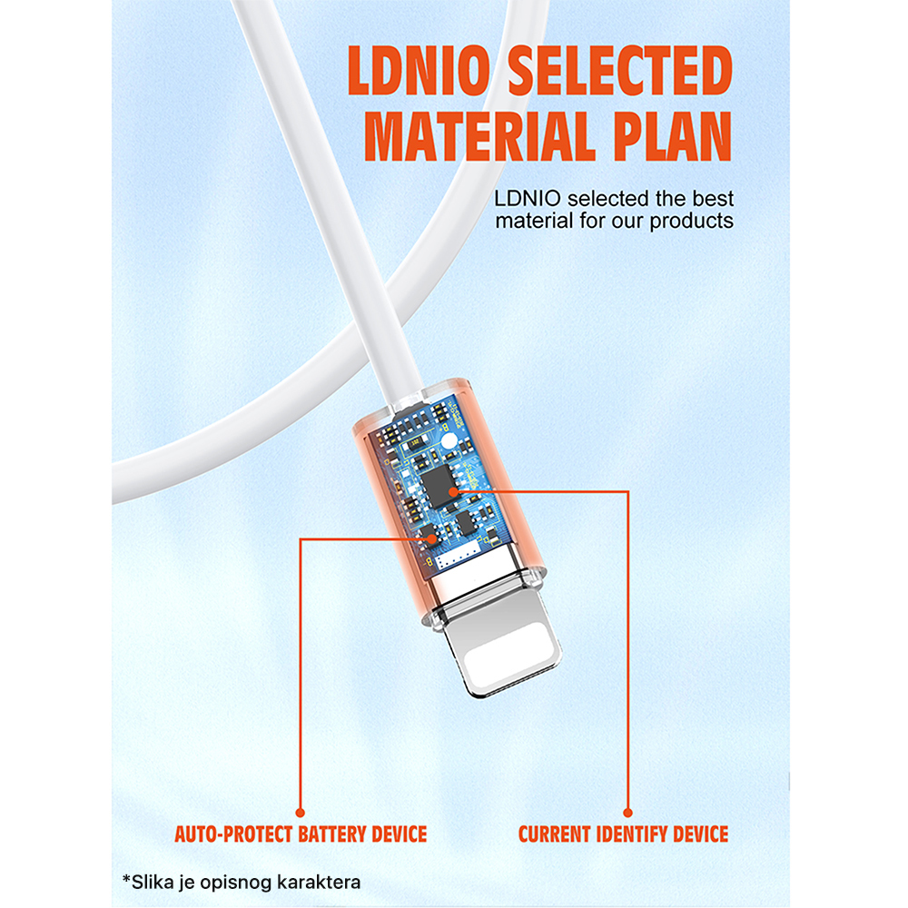 Data kabl LDNIO LS892 25W Fast Type C beli 2m - Mob-Shop