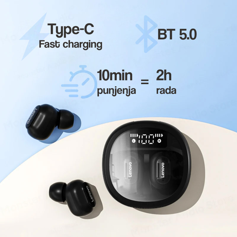 Bluetooth slusalice Lenovo Thinkplus Airpods crne - Mob-Shop