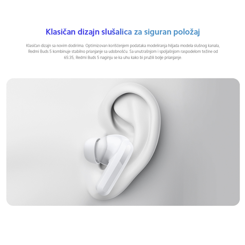 Bluetooth slusalice Xiaomi Redmi Buds 5 bele - Mob-Shop