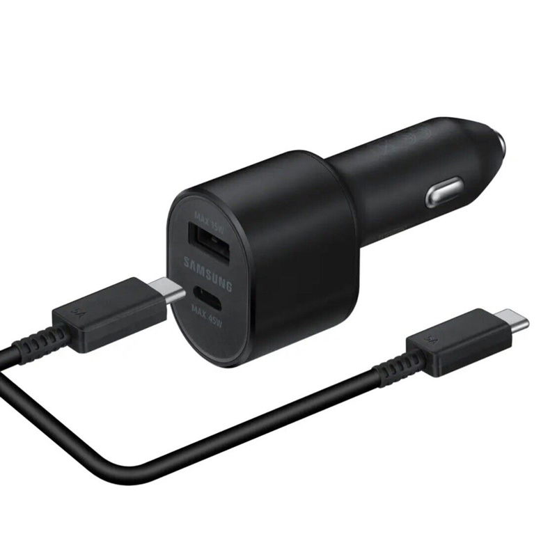 Samsung auto punjac Type C 45W+ USB A 15W crni sa kablom Type-C crni ...