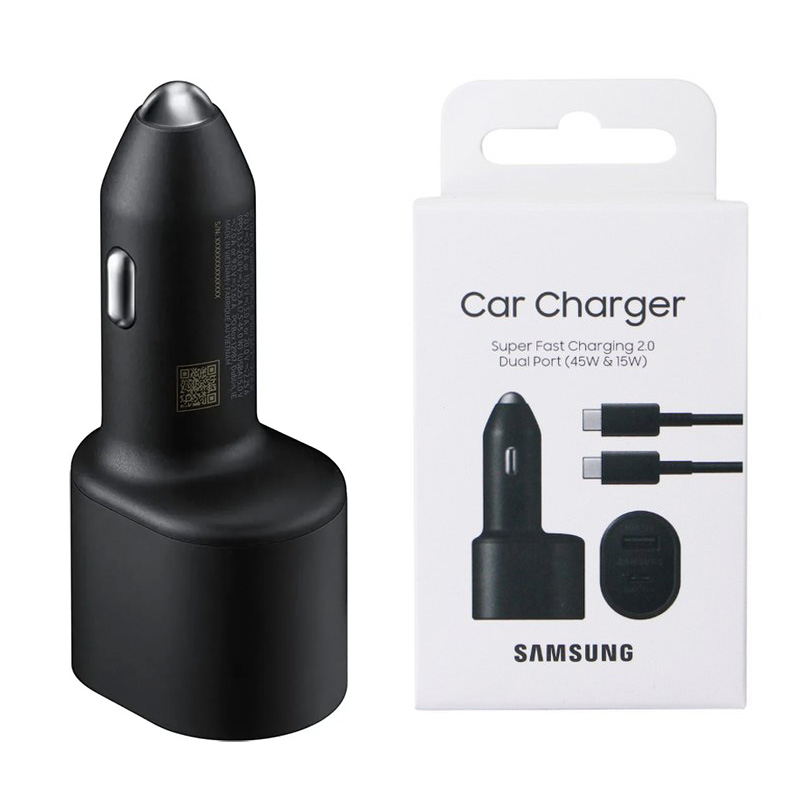 Samsung auto punjac Type C 45W+ USB A 15W crni sa kablom Type-C crni ...