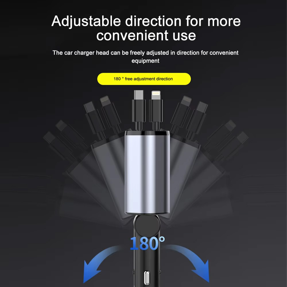 Auto punjac C1 4u1 PD 3A, USB 2.4A 120W (total) sa Type C/lightning ...