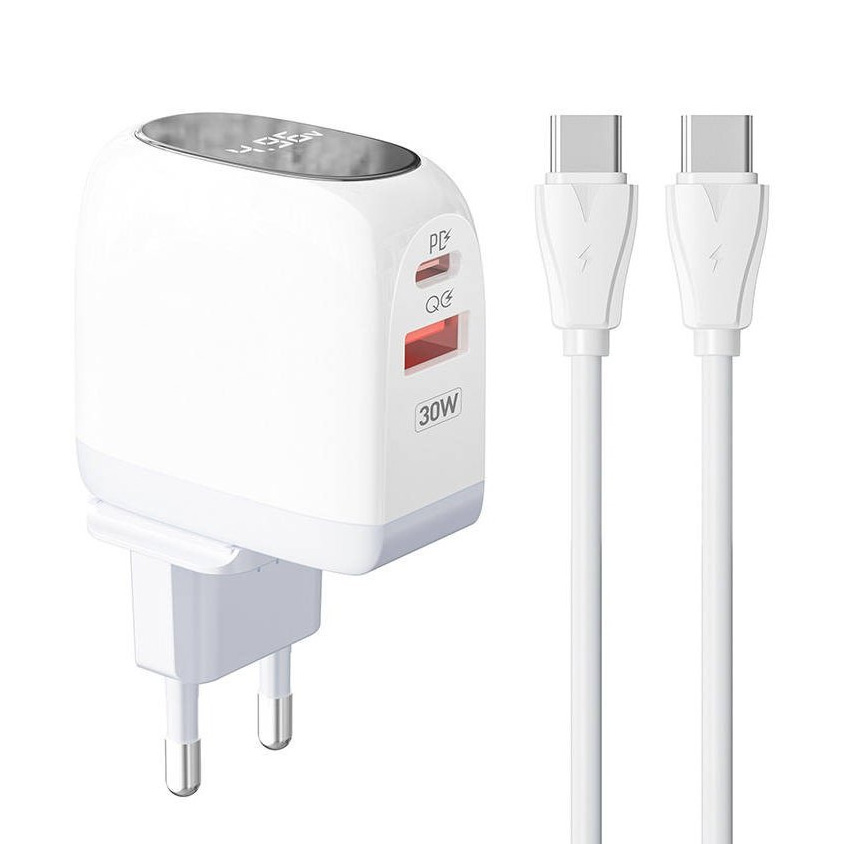 Kucni punjac LDNIO A2522C QC3.0, PD, PPS, LED Display, 30W sa Type C na ...
