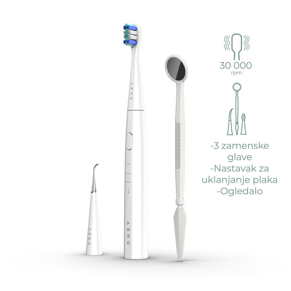 Elektricna cetkica Aeno DB8 bela (3 cetkice) - Mob-Shop