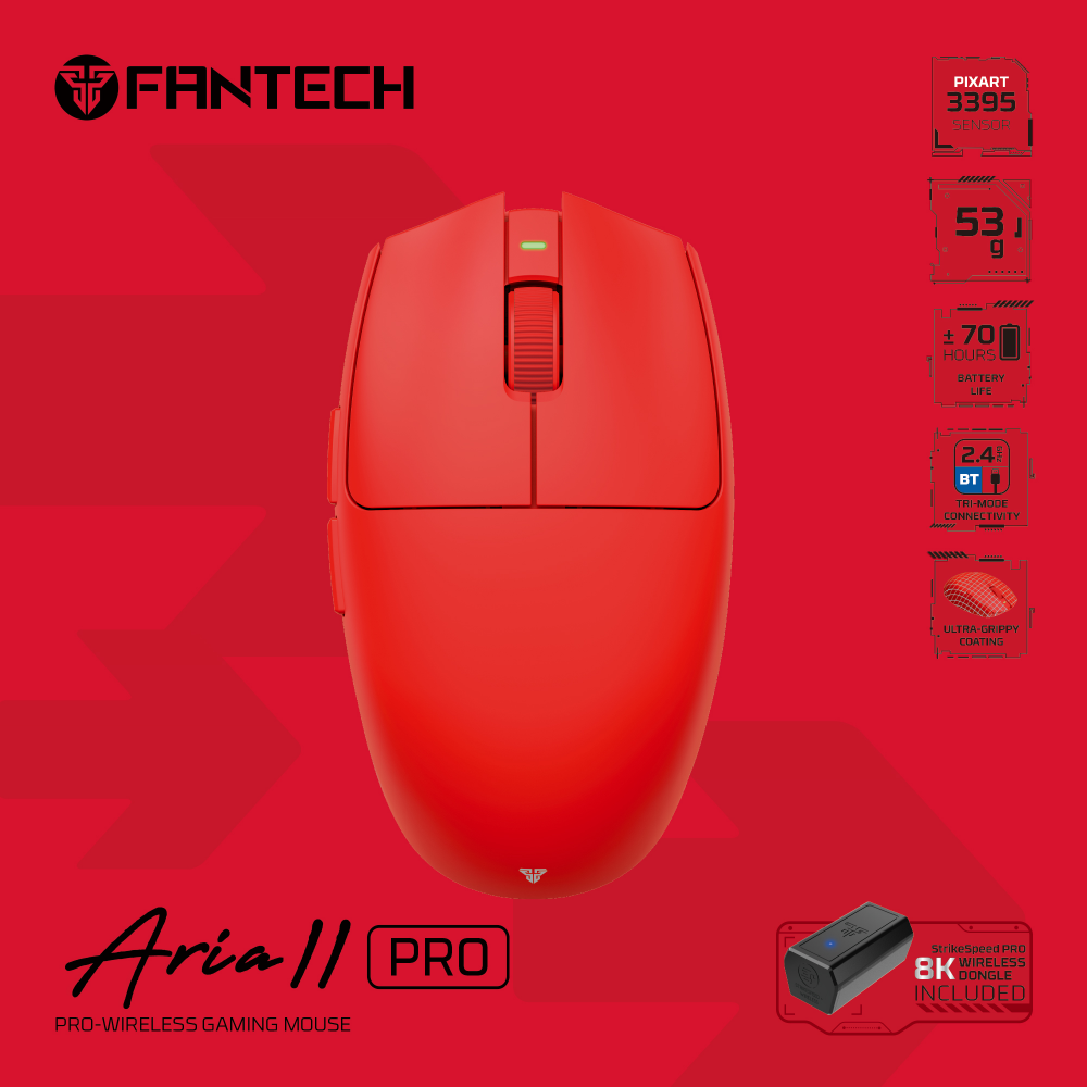 Mis Wireless Gaming Fantech XD7V2P Aria II PRO crveni - Mob-Shop
