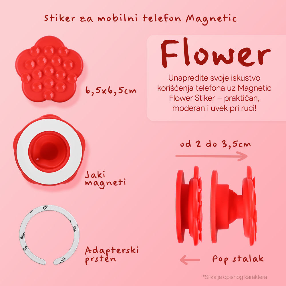 Stiker za mobilni telefon Magnetic Flower crni - Mob-Shop