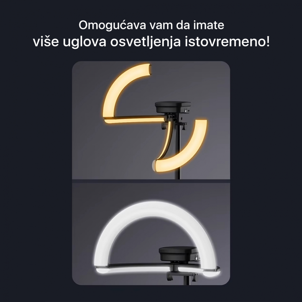 LED ring lampa multifinkcionalna sa postoljem crna - Mob-Shop