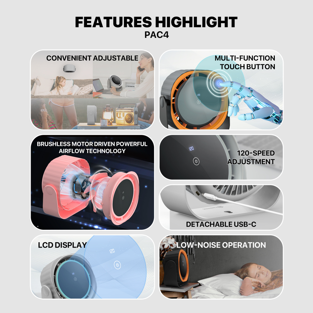 Prenosni ventilator Fantech PAC4 pink - Mob-Shop