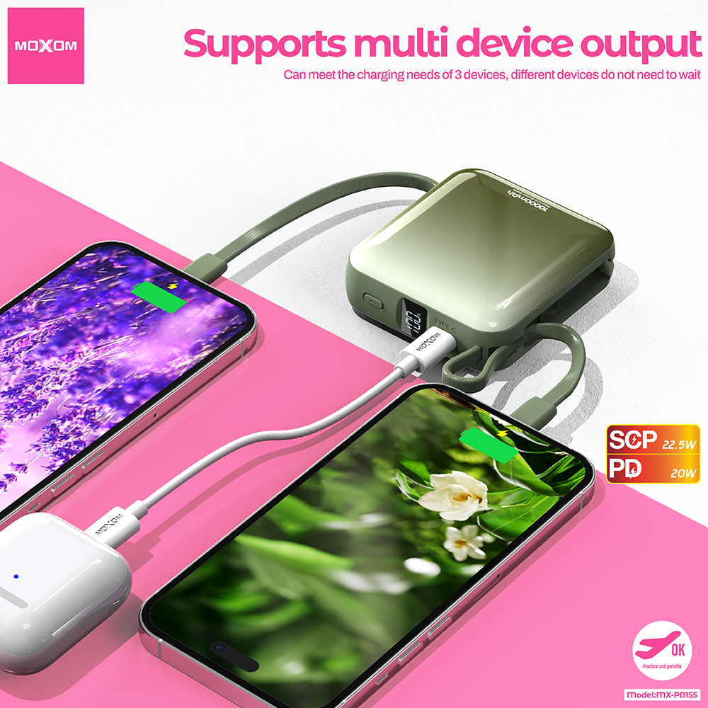 Power Bank Moxom MX-PB155 fast 10000mAh SCP 22.5W QC18W+ PD20W 3A ...
