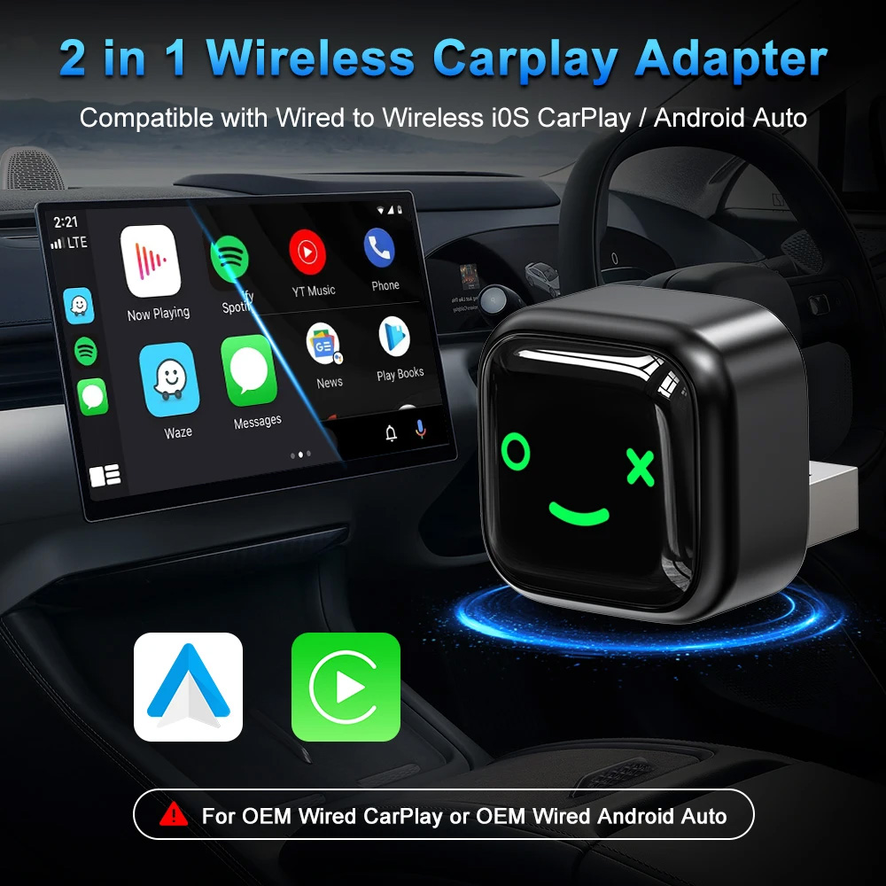 Carplay Wireless Adapter za auto M12 JWD LED - Mob-Shop