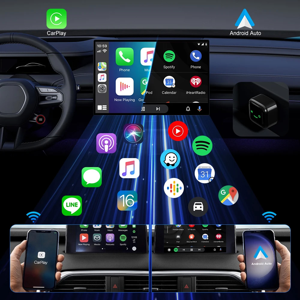 Carplay Wireless Adapter za auto M12 JWD LED - Mob-Shop