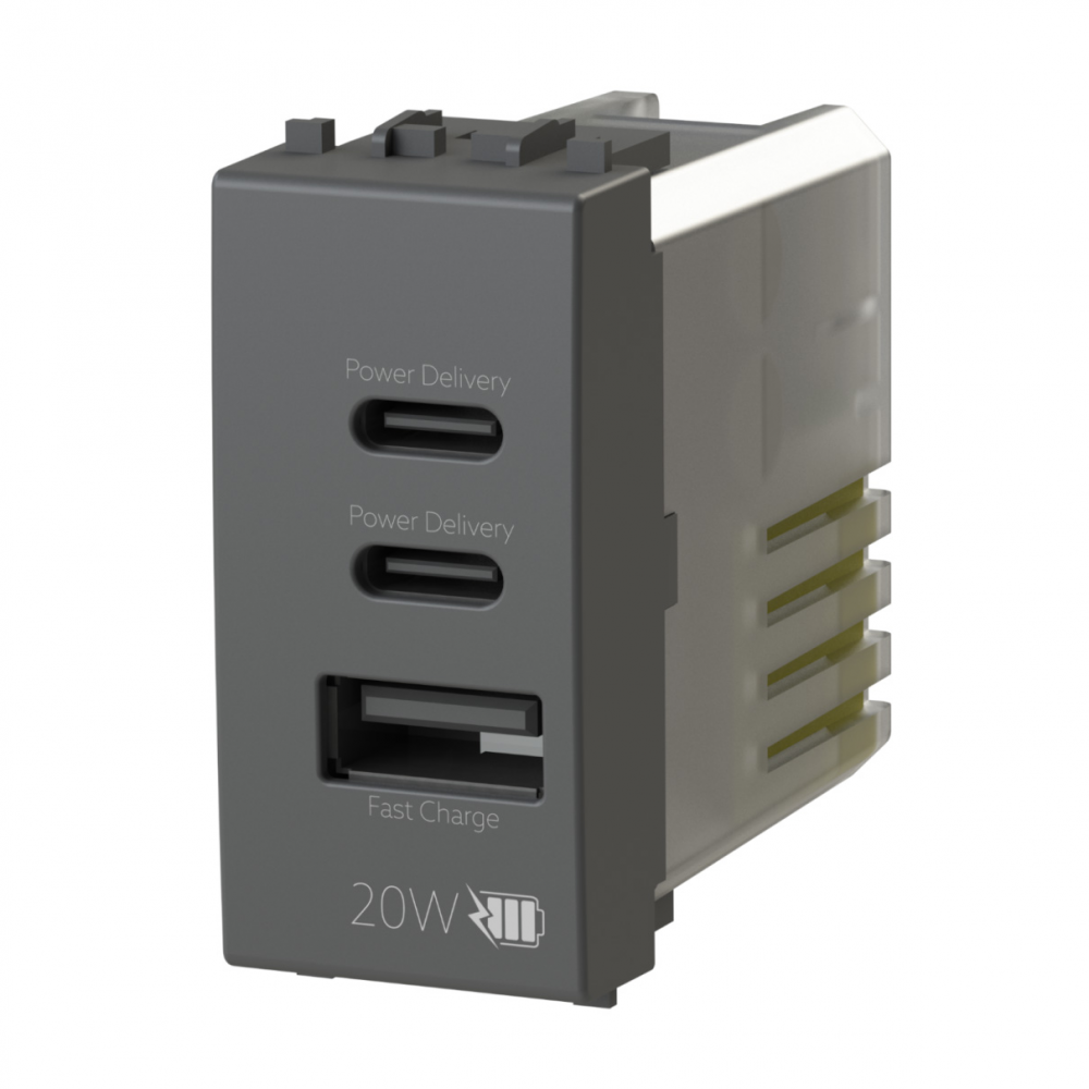 Uticnica USB CCA 20W Vimar Arke crna 4BUSB20WCCA.V19 - Mob-Shop