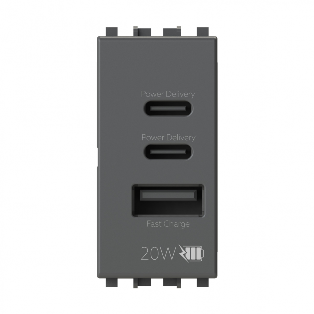 Uticnica USB CCA 20W Vimar Arke crna 4BUSB20WCCA.V19 - Mob-Shop